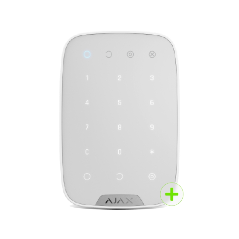 Ajax KeyPad Plus - Vit - Manöverpanel med tag |Safeland