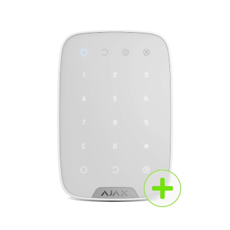 Ajax KeyPad Plus - Vit - Manöverpanel med tag |Safeland